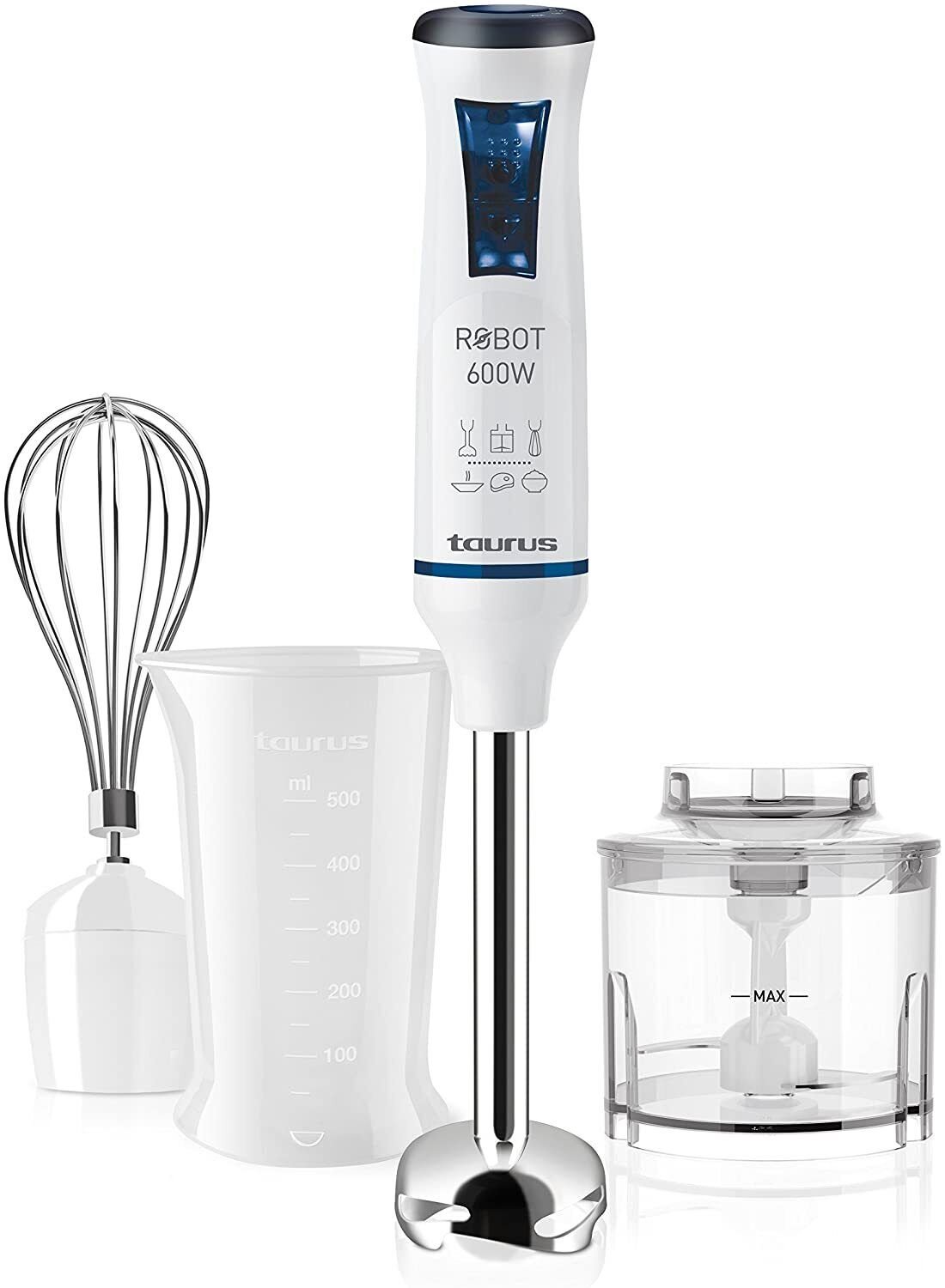 Taurus Robot 600 Plus Inox Blender Hand 600W Blades Of Steel, 20 Speed