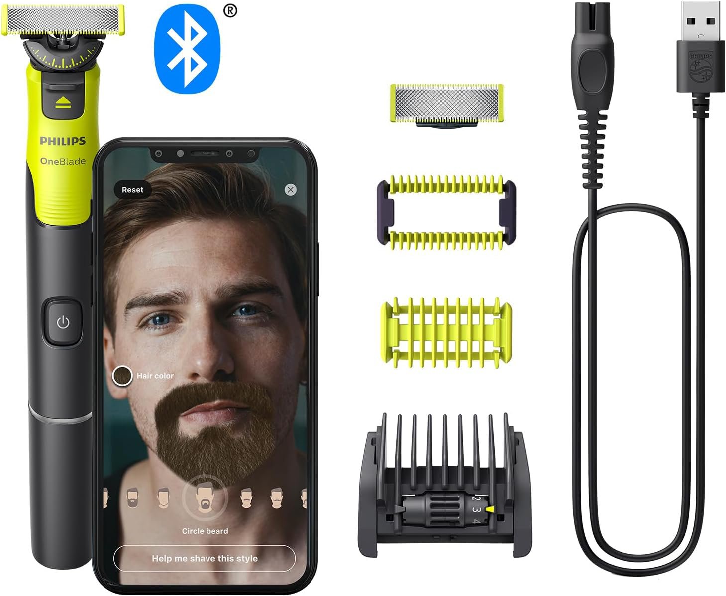 Philips OneBlade 360 with Connectivity Electric Beard Trimmer, shaver ...