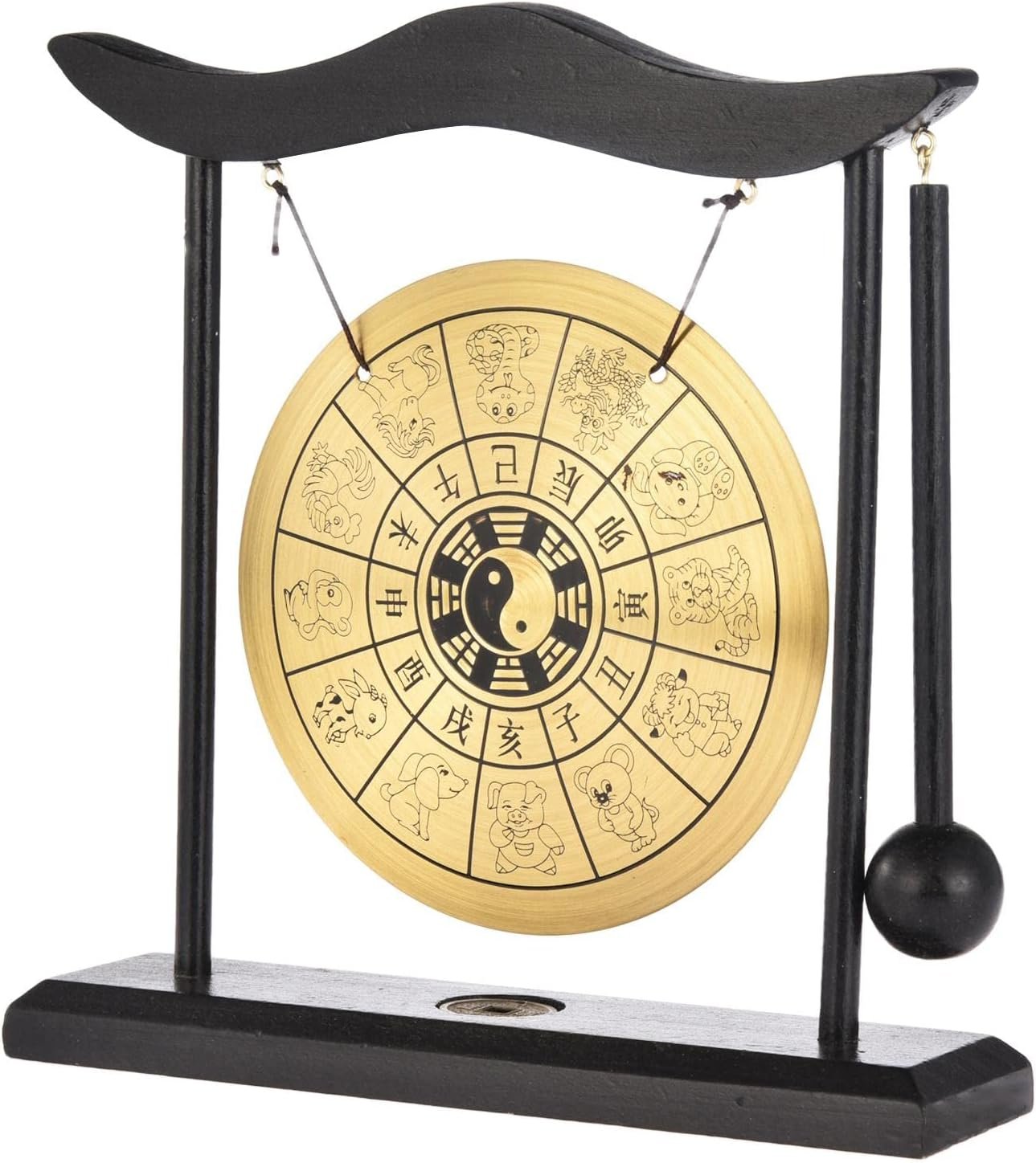 Table Gong - Desktop Zen Art Brass Feng Shui, Mini Desktop Percussion