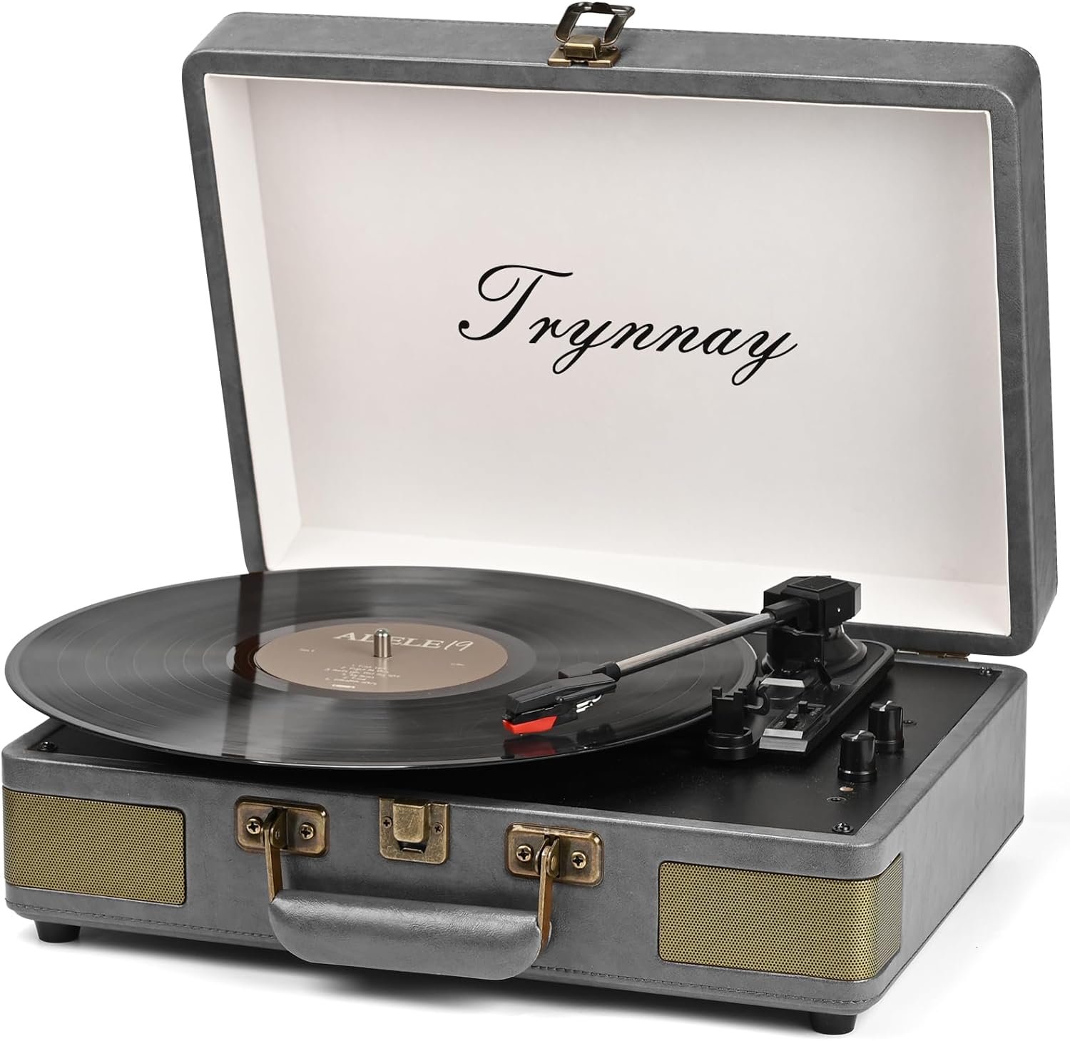 3-Speed Bluetooth Turntable, Portable Vinyl Player with Built-in Speakers
