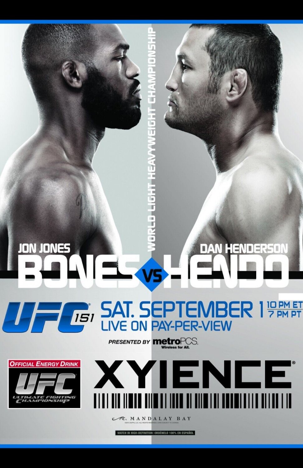UFC 151 Fight Poster 11x17 Inches - Jon Jones vs Dan Henderson | NEW USA