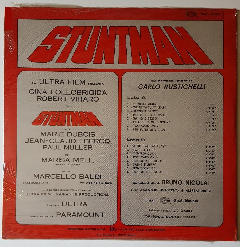 STUNTMAN Original Soundtrack Carlo Rustichelli BRUNO NICOLAI Italian CAM LP