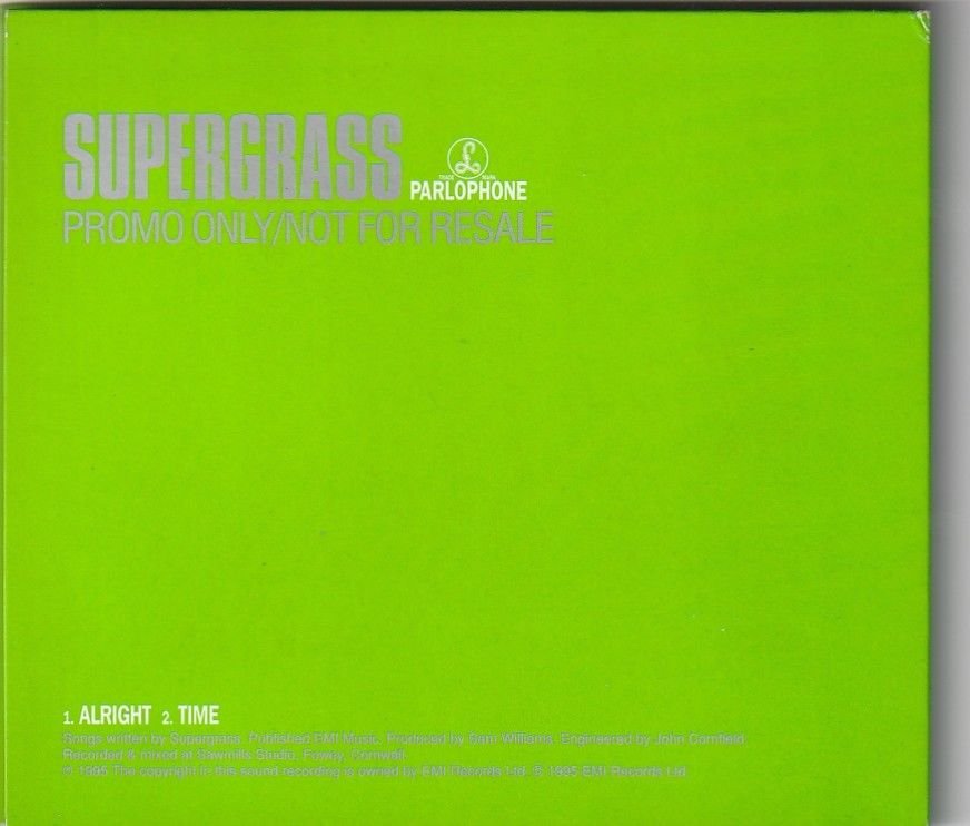Supergrass - Alright / Time 1995 UK Import Promo CD Single in Digipak