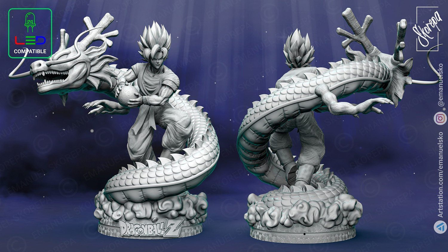 Shenlong and Son Goku From DragonBall STL FILE 3D model