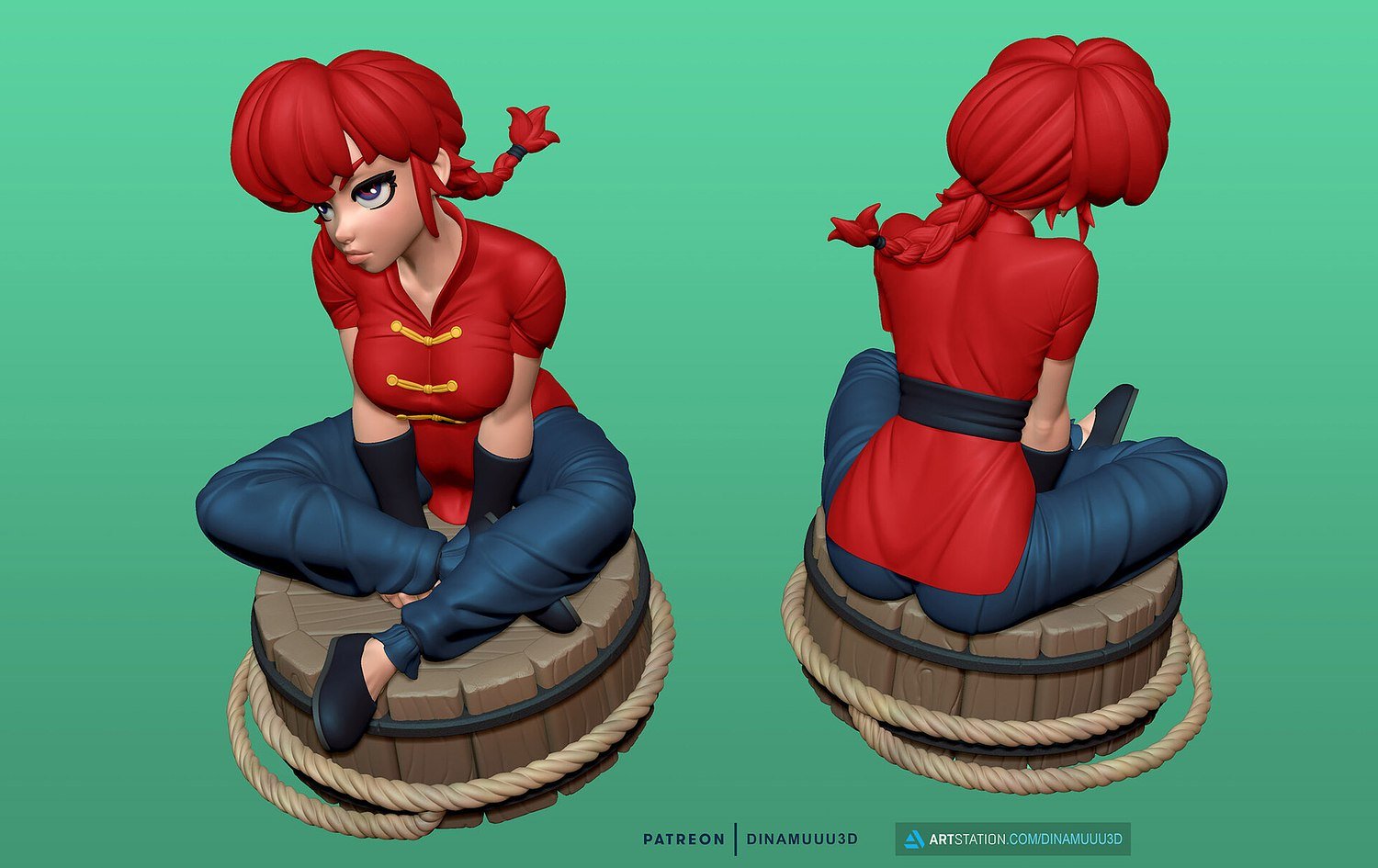 Ranma and Pichan Fanart STL FILE 3D model