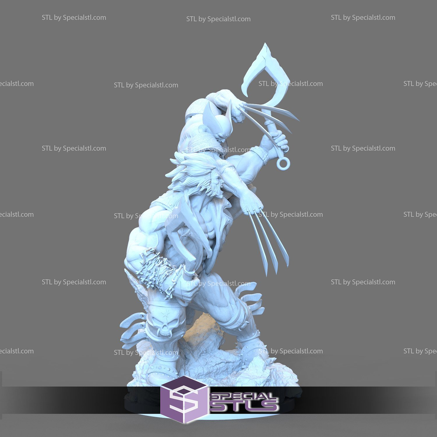Wolverine vs Lobo Diorama STL FILE 3D PRINT