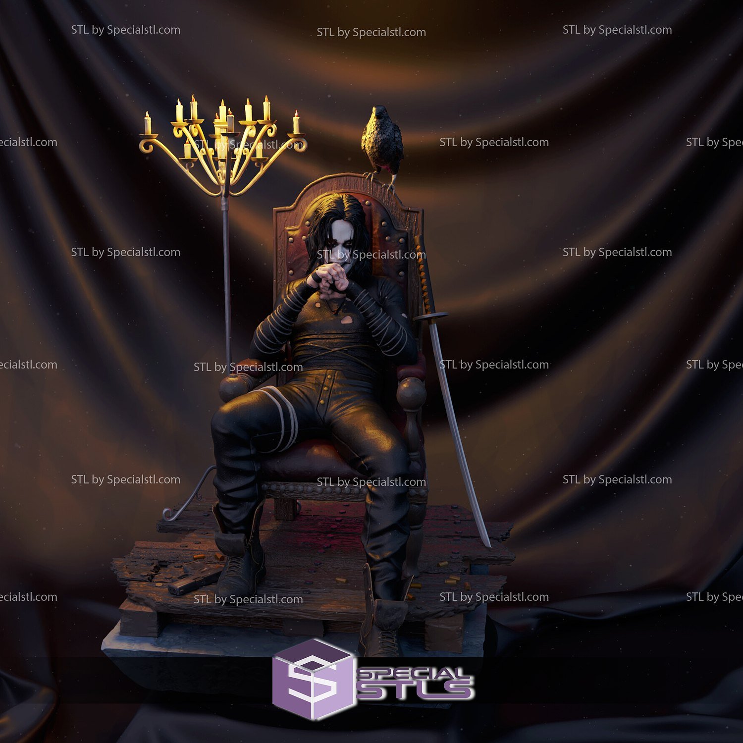 The Crow Brandon Lee on Throne STL FILE 3D PRINT