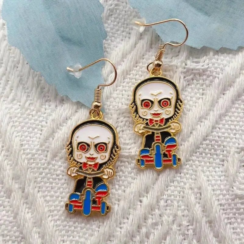 Creepy Chibi Billy The Puppet Stainless Steel Hook Back Earrings