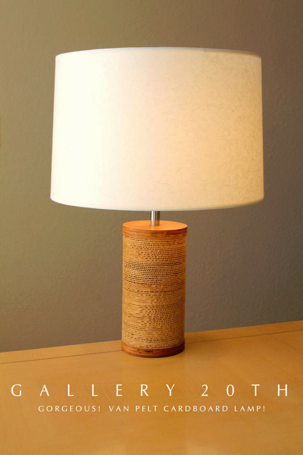 MINT! MID CENTURY MODERN VAN PELT CARDBOARD TABLE LAMP! GEHRY ATOMIC ...
