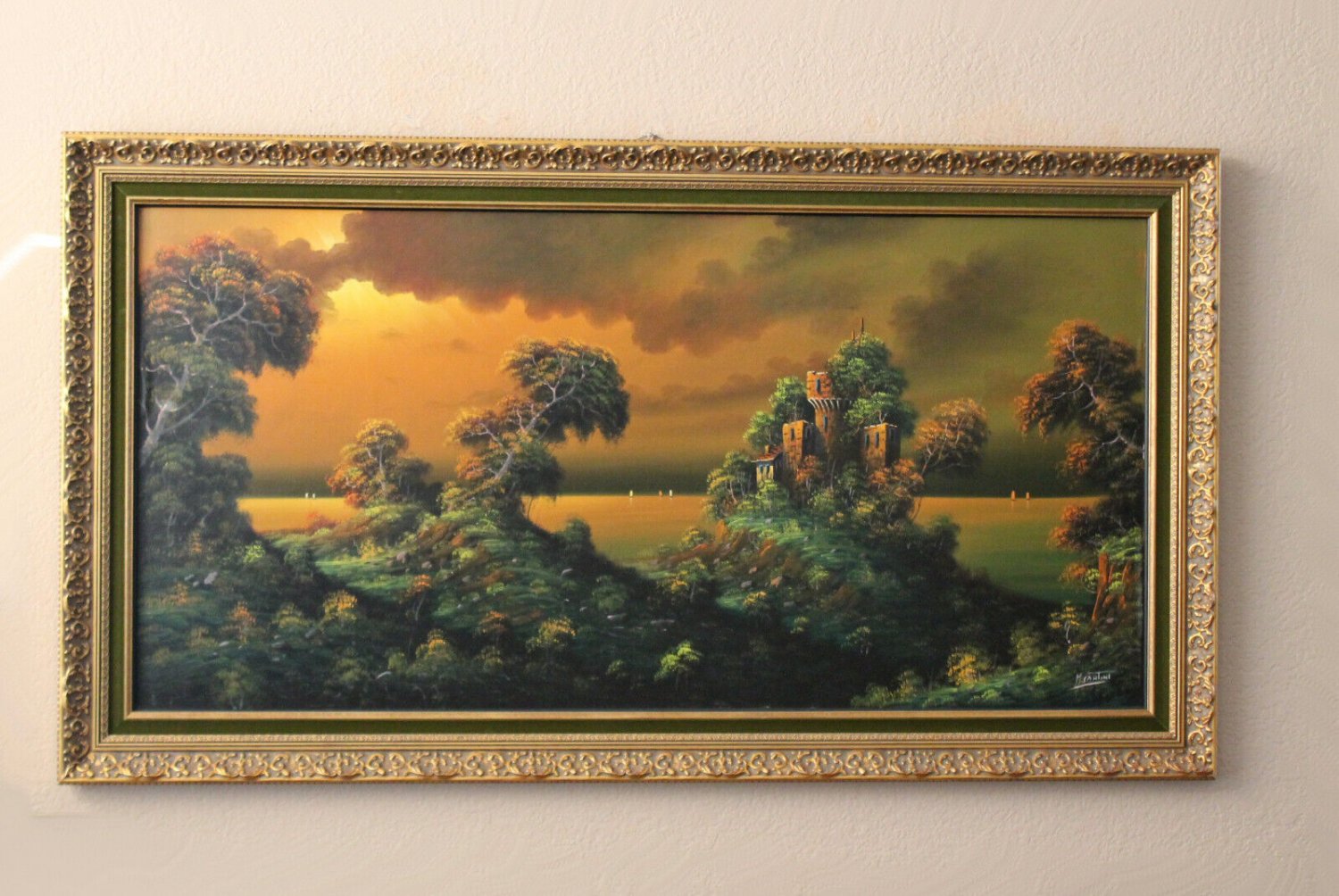 M. SANTINI SUPERB ORIG OIL PAINTING! THE HIDDEN CASTLE! BEAUTIFUL ...