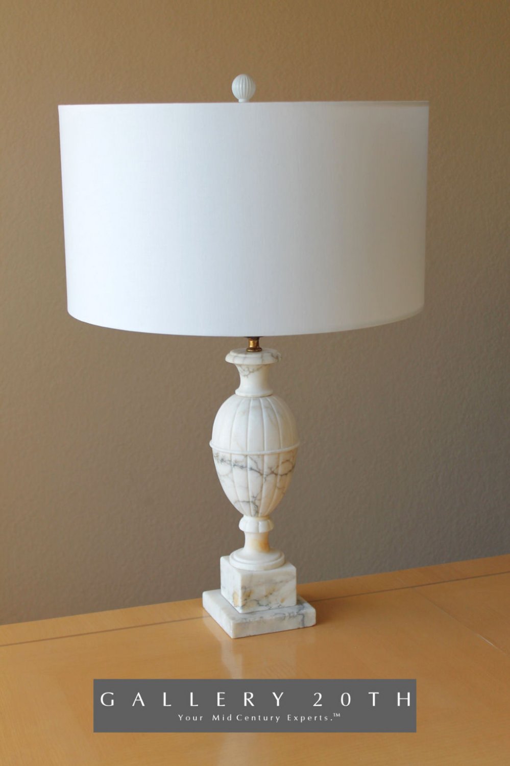 ITALIAN MID CENTURY MARBLE TABLE LAMP! WHITE INTERIOR DECORATOR VTG ATOMIC 50'S