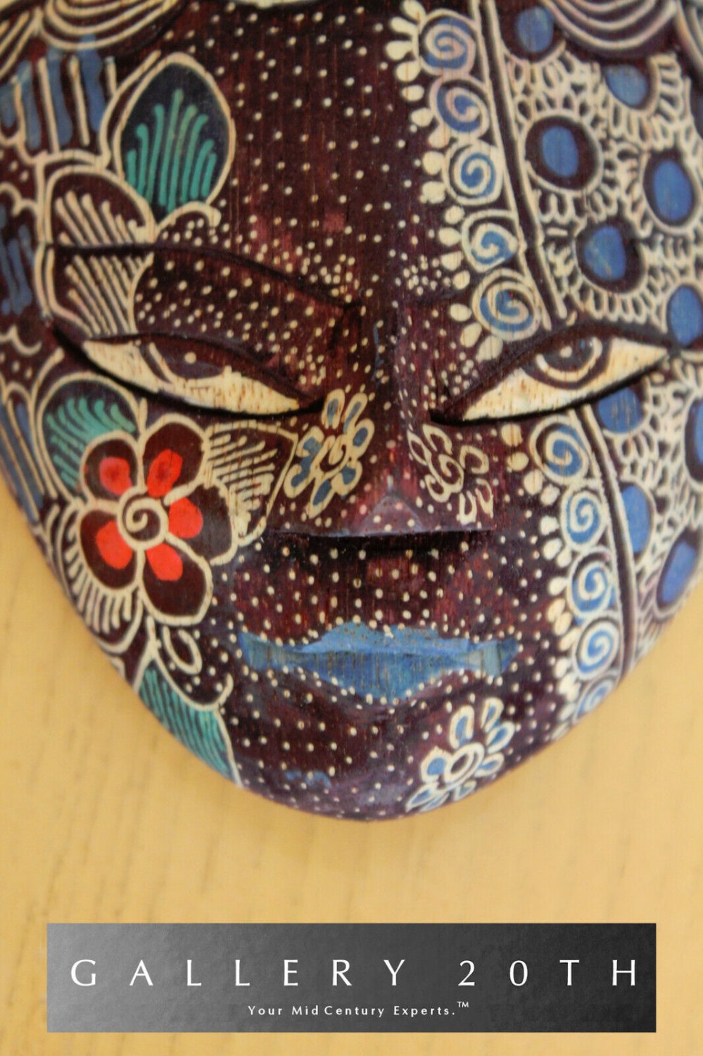 GORGEOUS! MID CENTURY POLYCHROME GODDESS MASK! JAVANESE FOLK ART! WALL ...