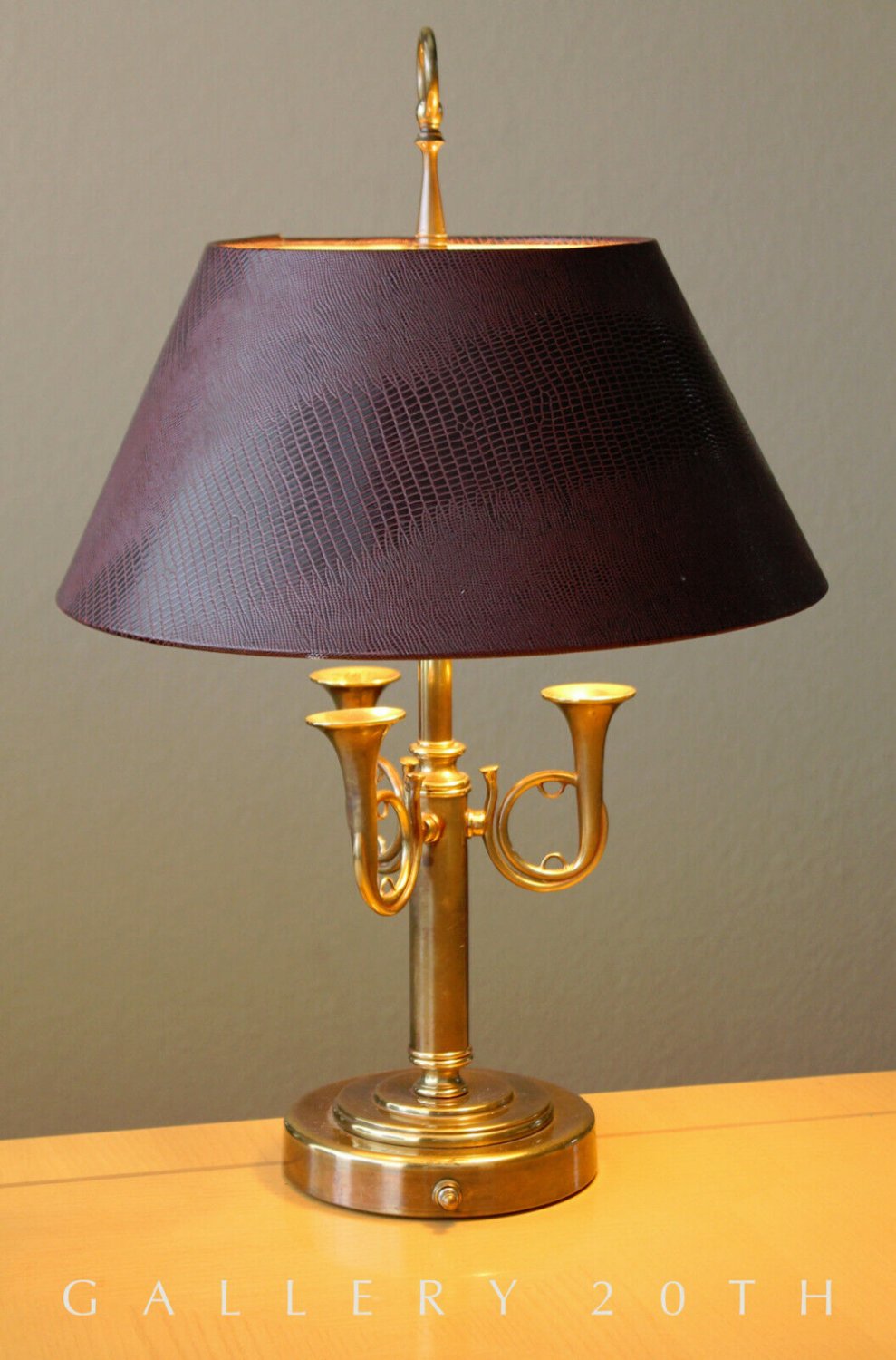 WOW! ELEGANT MID CENTURY MODERN BRASS DESK LAMP! ALLIGATOR SHADE! VTG ...