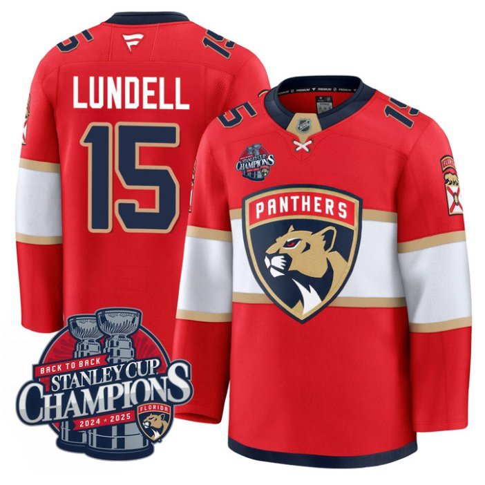 Anton Lundell Jersey #15 Florida Panthers 2025 Stanley Cup Back To Back ...