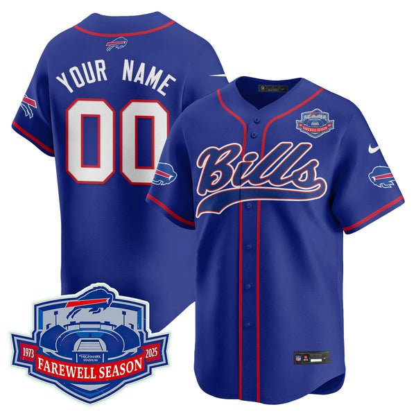 Custom Buffalo Bills Jersey 2025 Baseball Farewell to Highmark Stadium ...