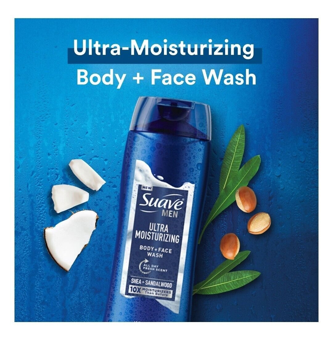 Suave Men Face & Body Wash, Refreshing, 18 oz