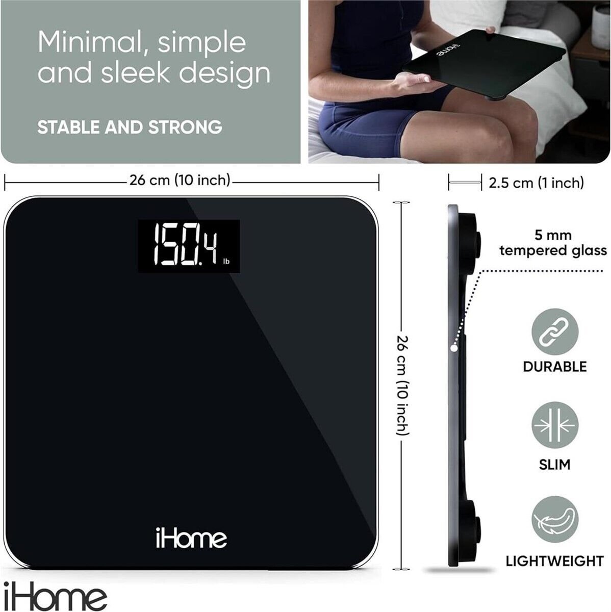 Digital Step on Bathroom Scale-Ihome High Precision Body Weight Scale ...