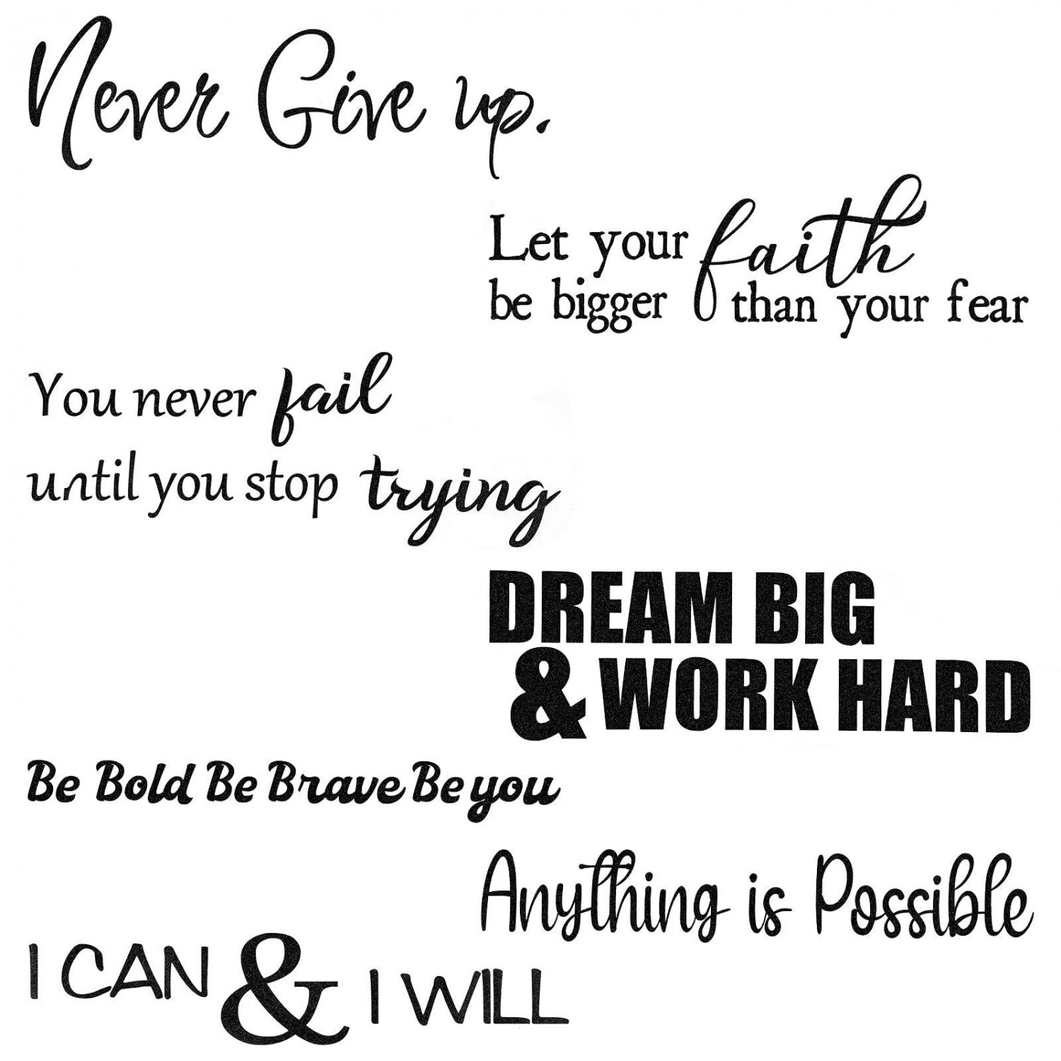 5 Sheets Vinyl Wall Quotes Stickers Inspirational Quotes Decals Peel ...