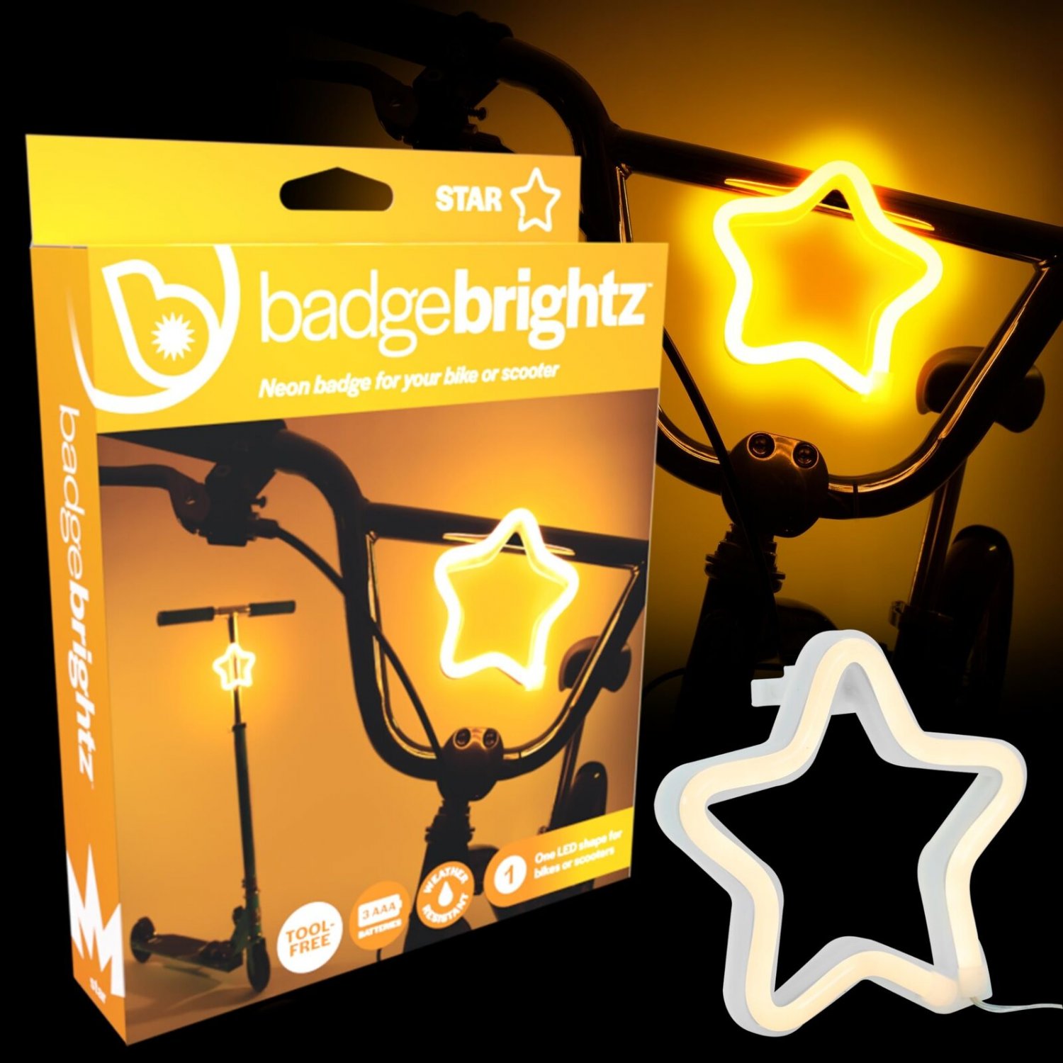 Brightz BadgeBrightz Star Shaped LED Bike Light Cute Kids Bike ...
