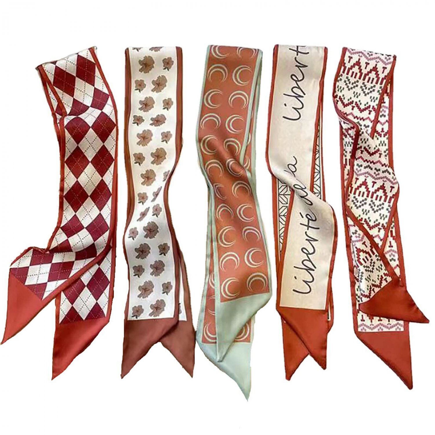 Retro small silk scarf girl heart spring and summer narrow ribbon ...