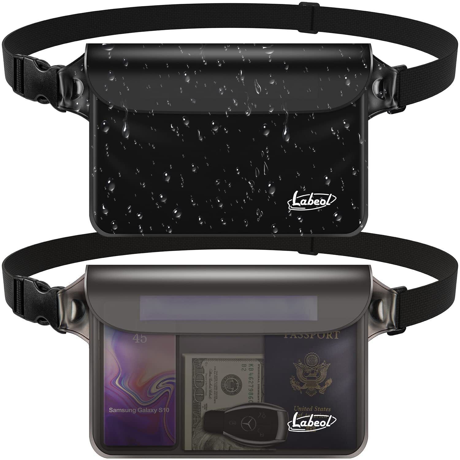 Labeol 2 Pack Waterproof Fanny Pack, Waterproof Pouch with Waist Strap, Fanny Pa