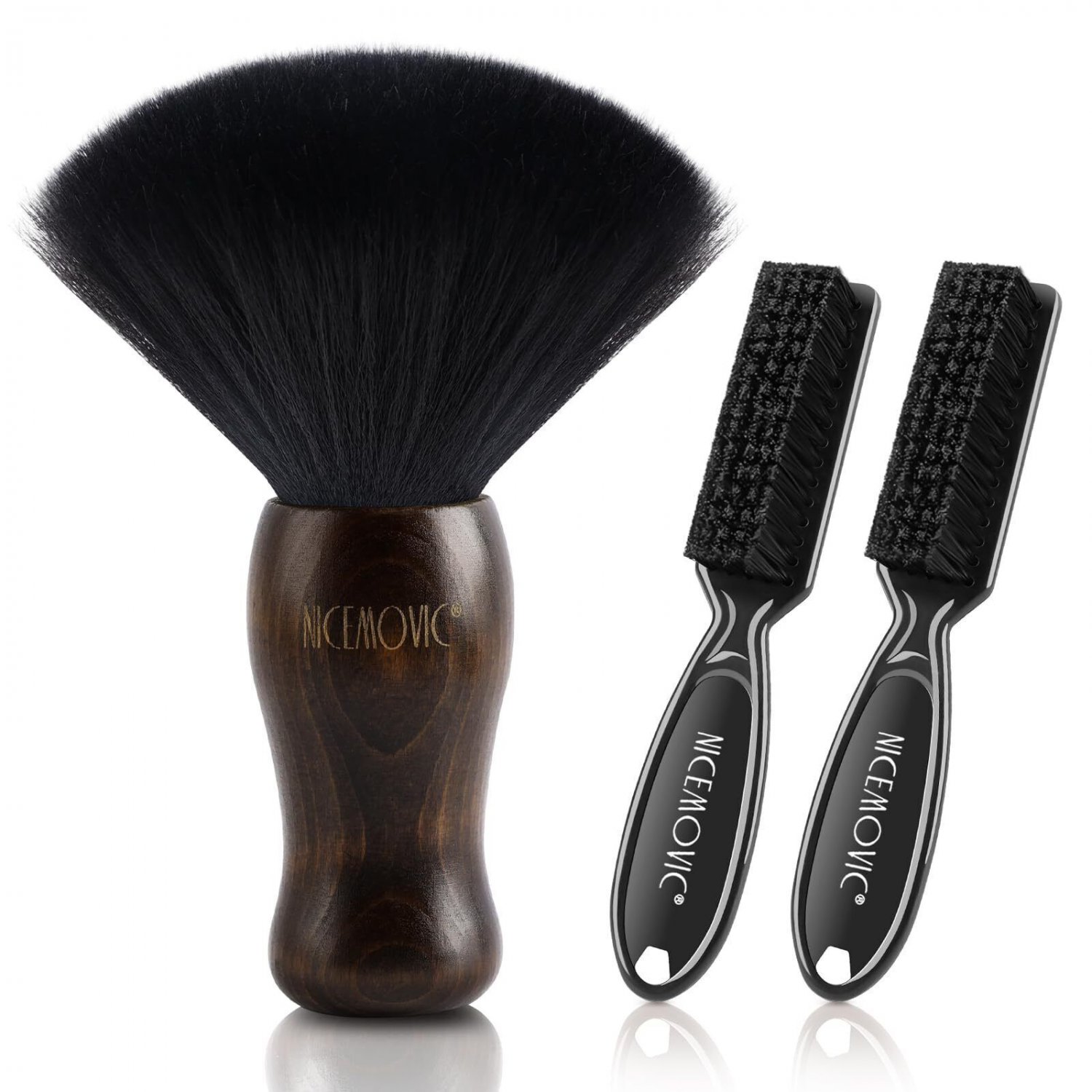 NICEMOVIC 3 IN 1 Barber Neck Duster Brush Set, Professional Barber Accessories C