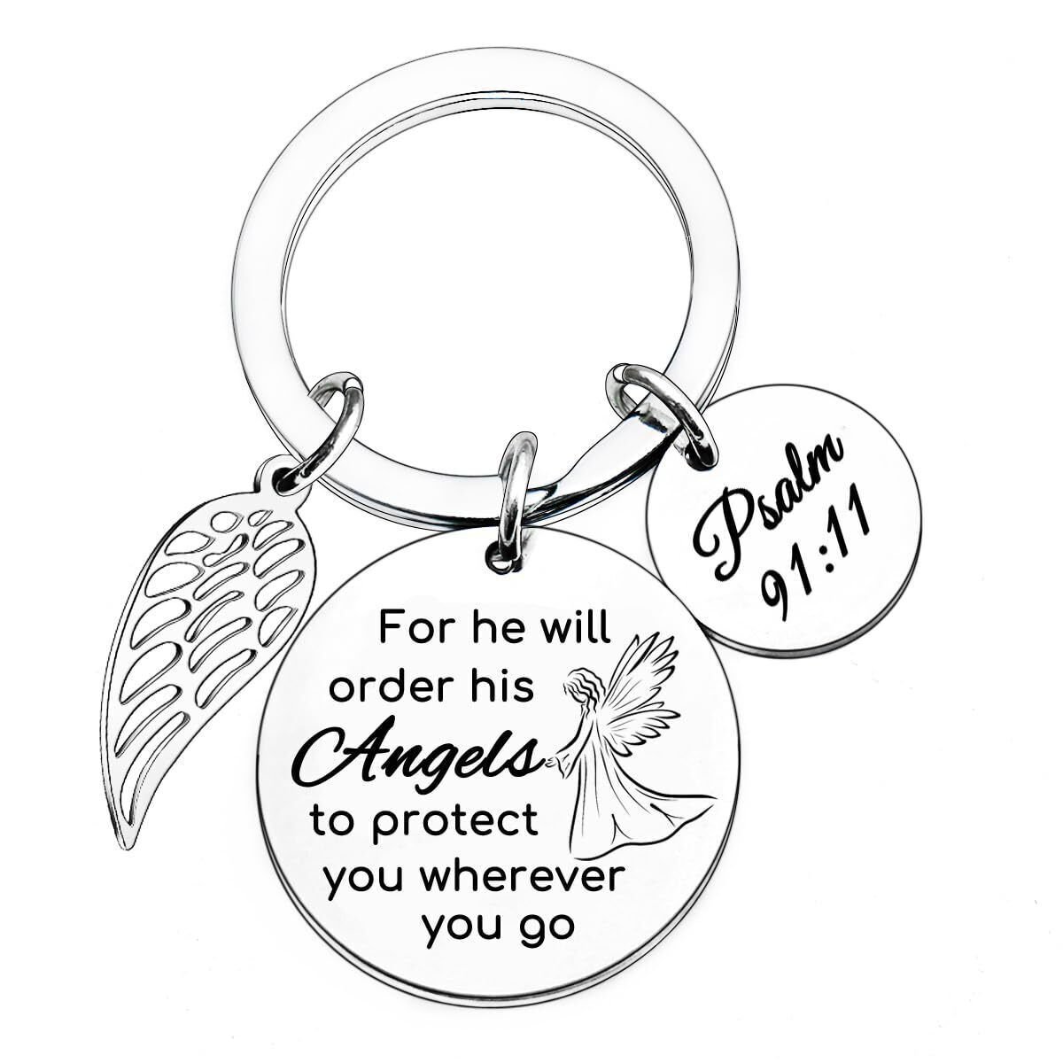 Bible Verse Keychain for He Will Order His Angels to Protect You ...