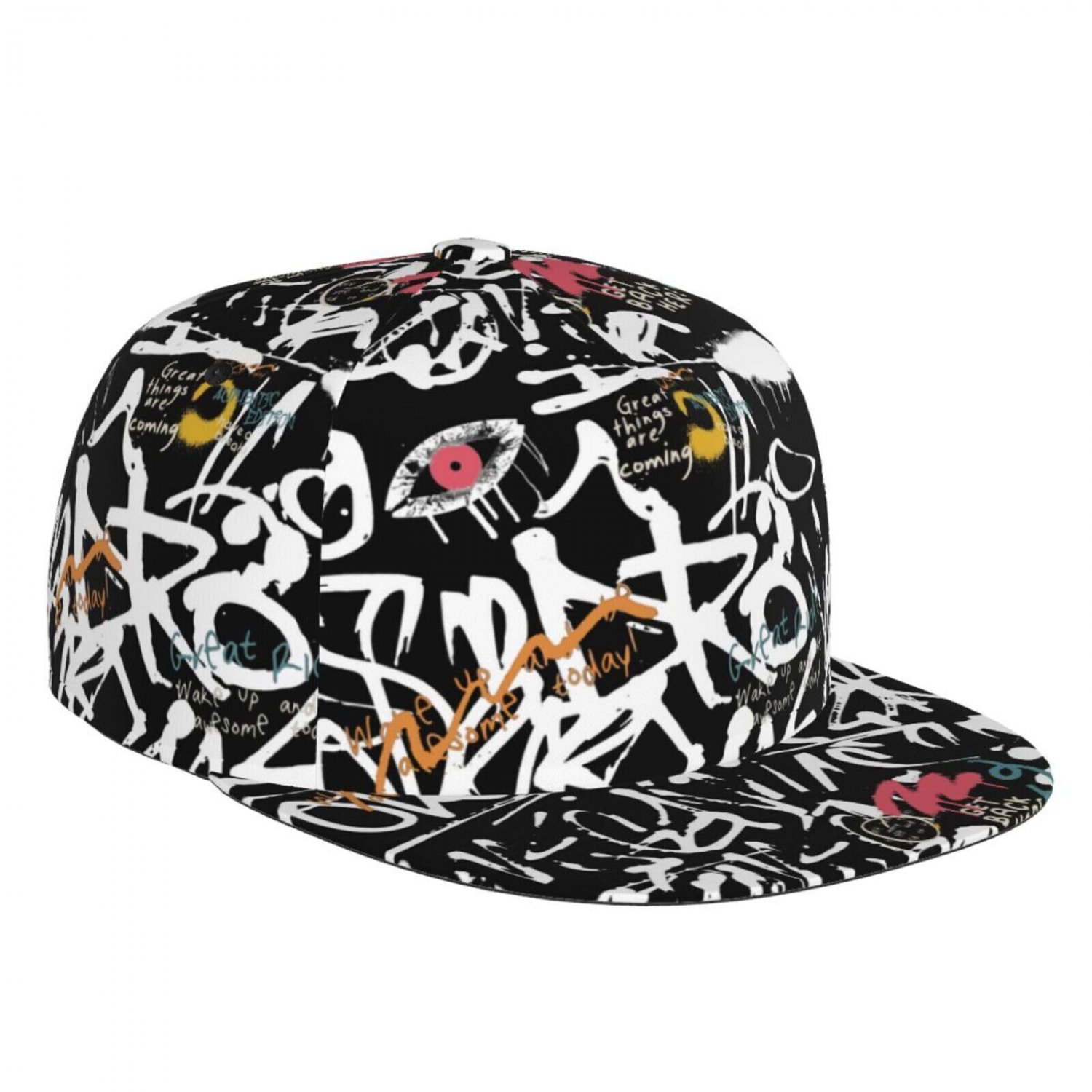 JHAKEDB Graffiti Art Baseball Cap,Funny Print Adjustable Flat Bill Brim ...