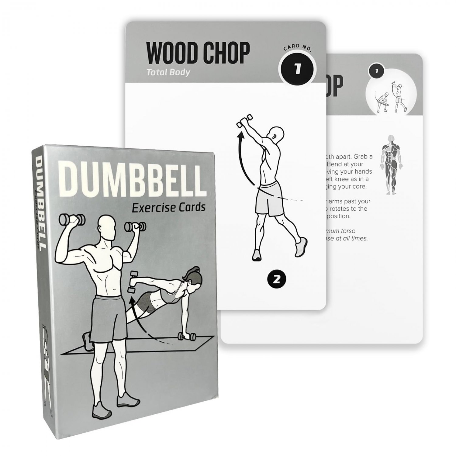 ELAORY Dumbbell Workout Cards, 62 Exercises Cards Deck Large Size 5" x 3.5