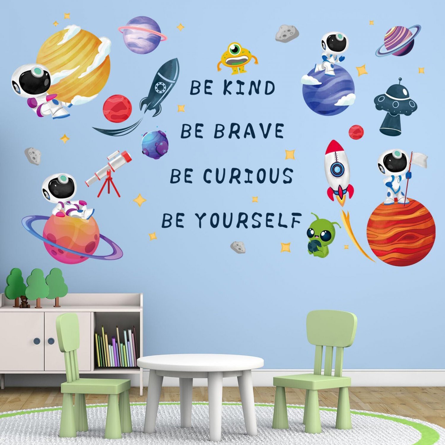 Amimagen Outer Space Astronaut Wall Stickers - Be Kind Be Brave ...