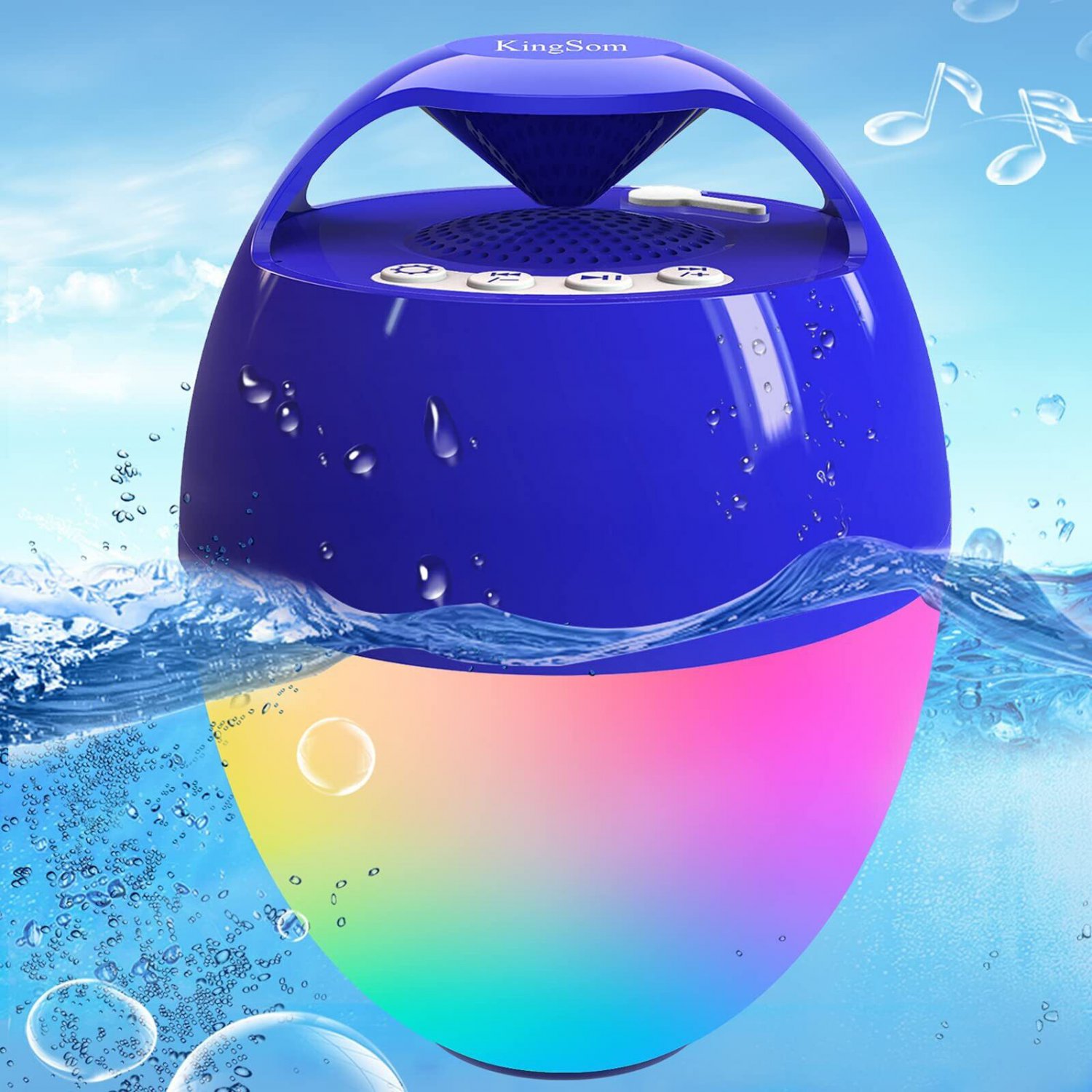 Portable Bluetooth Pool Speaker,Hot Tub Speaker with Colorful Lights ...