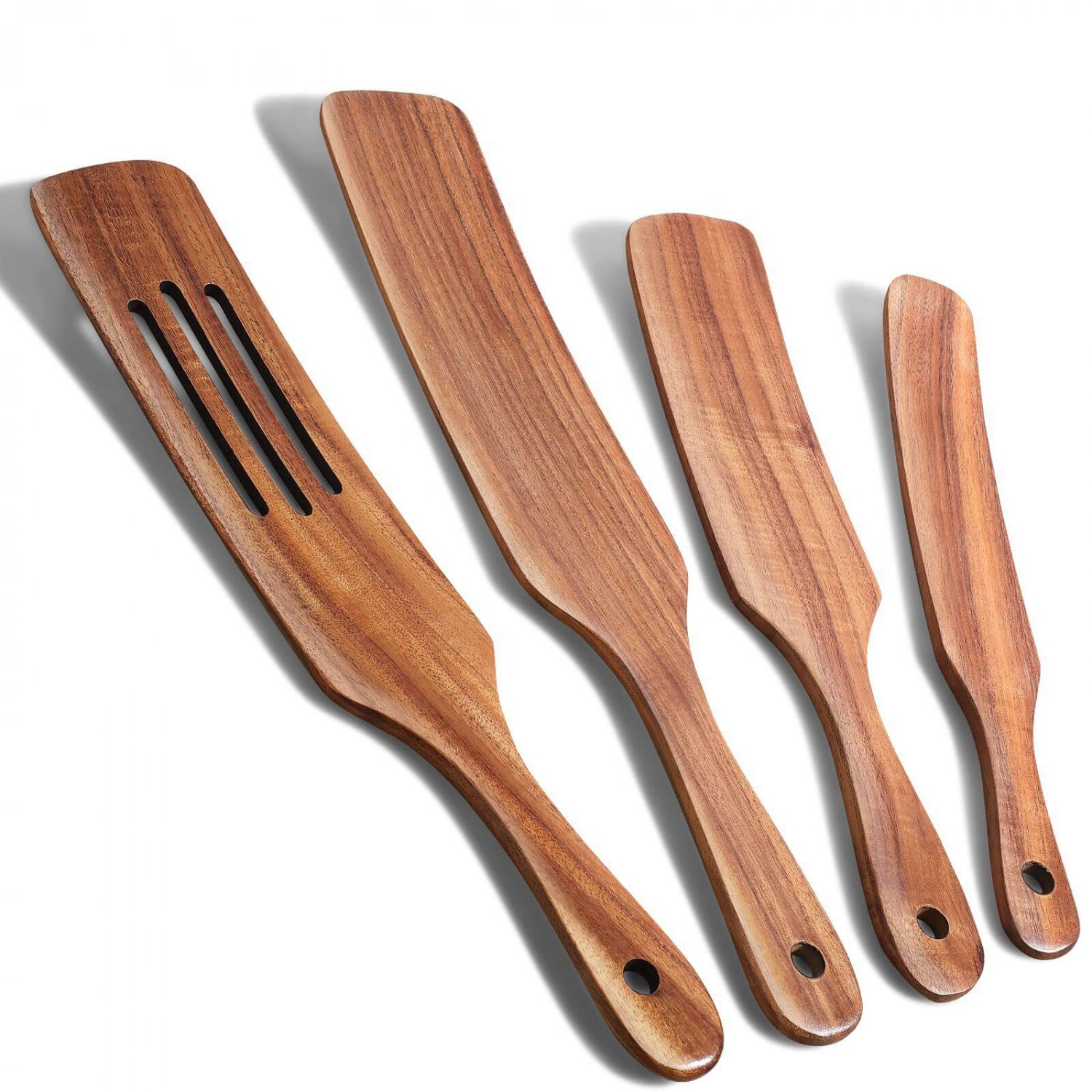 Spurtle Set, Natural Acacia Wooden Kitchen Utensils Set of 4, Wooden ...