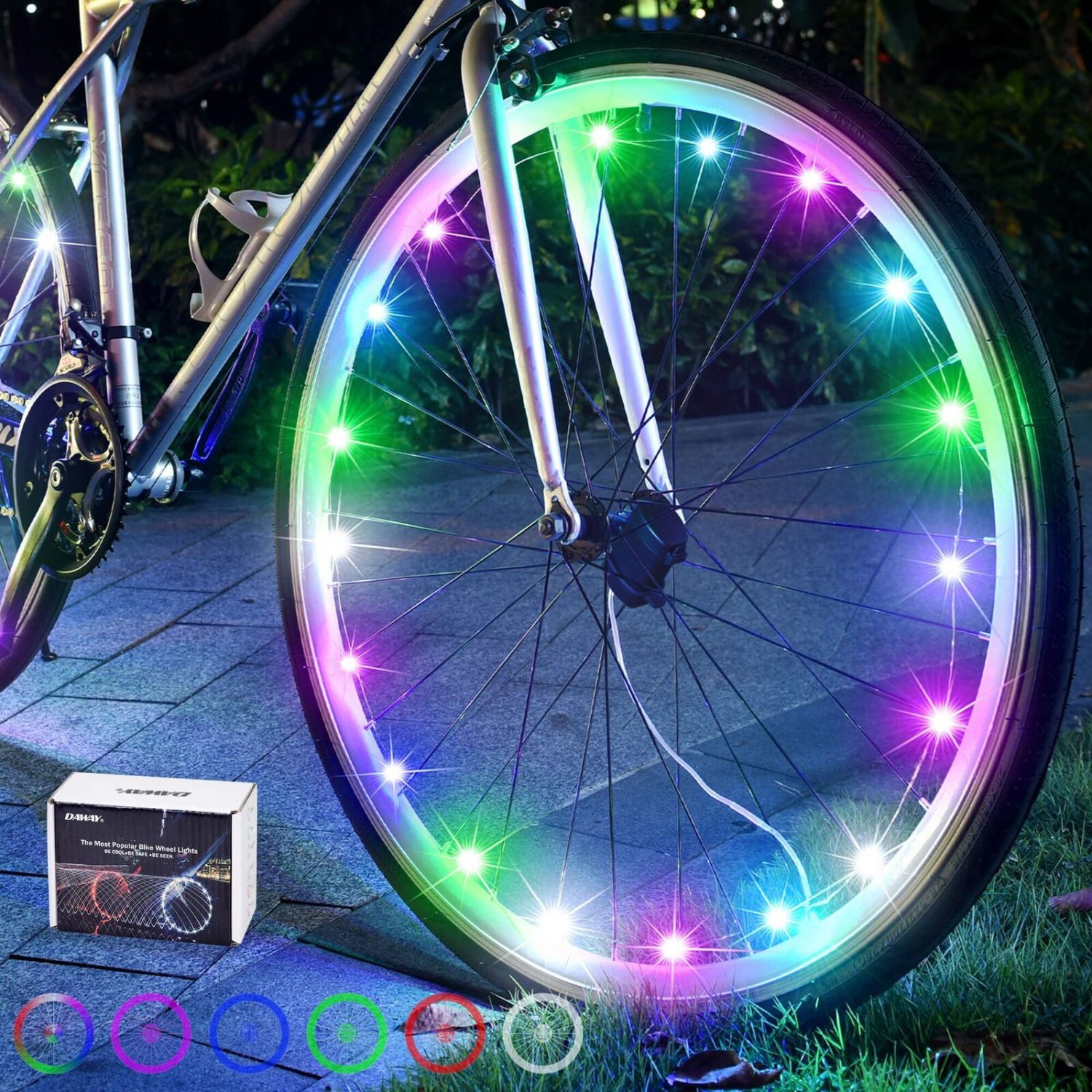 DAWAY A01 LED Bike Wheel Light (1 Tire, Colorful) - Bright Bicycle ...