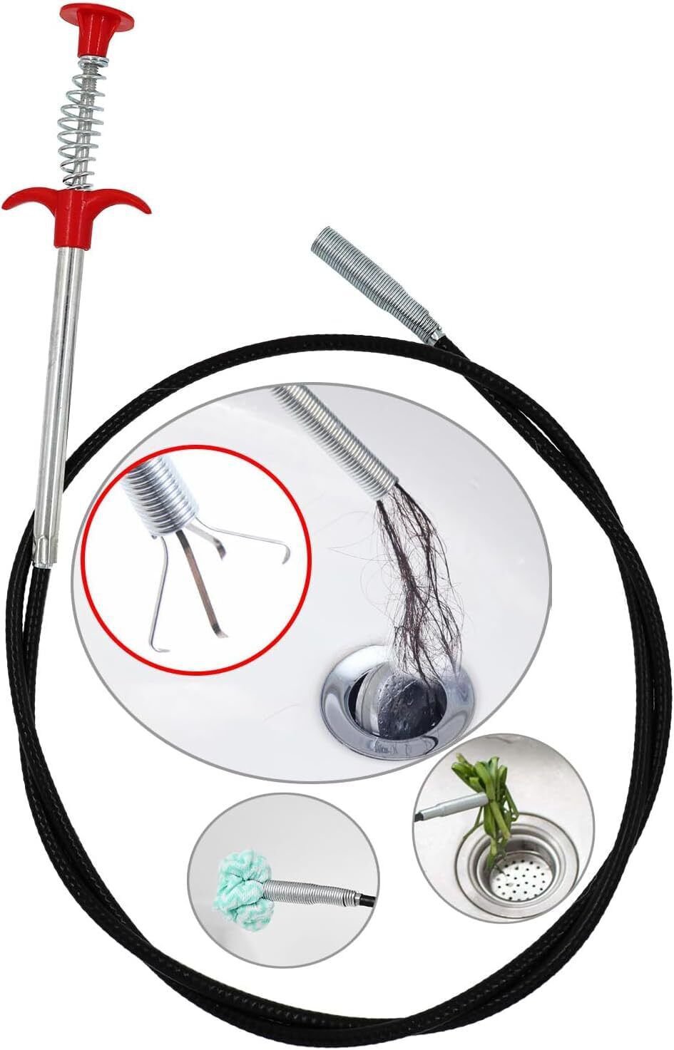 AUSAYE 79 Inch Sink Snake Drain Cleaner Pick Up Tool for Sink, Drain ...