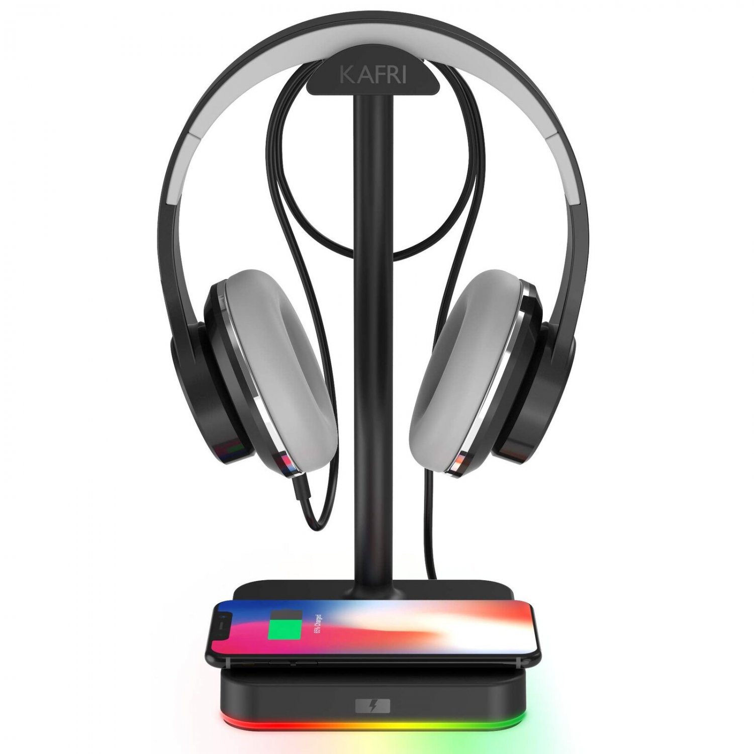 KAFRI RGB Headphone Stand with Wireless Charger Desk Gaming Headset ...