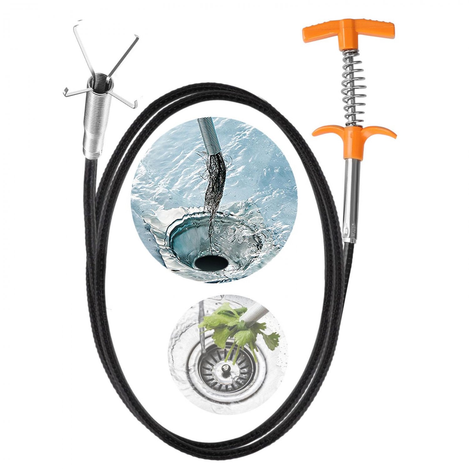 New Upgrade 61 Inch Drain Snake Hair Drain Clog Remover Tool - Sink ...