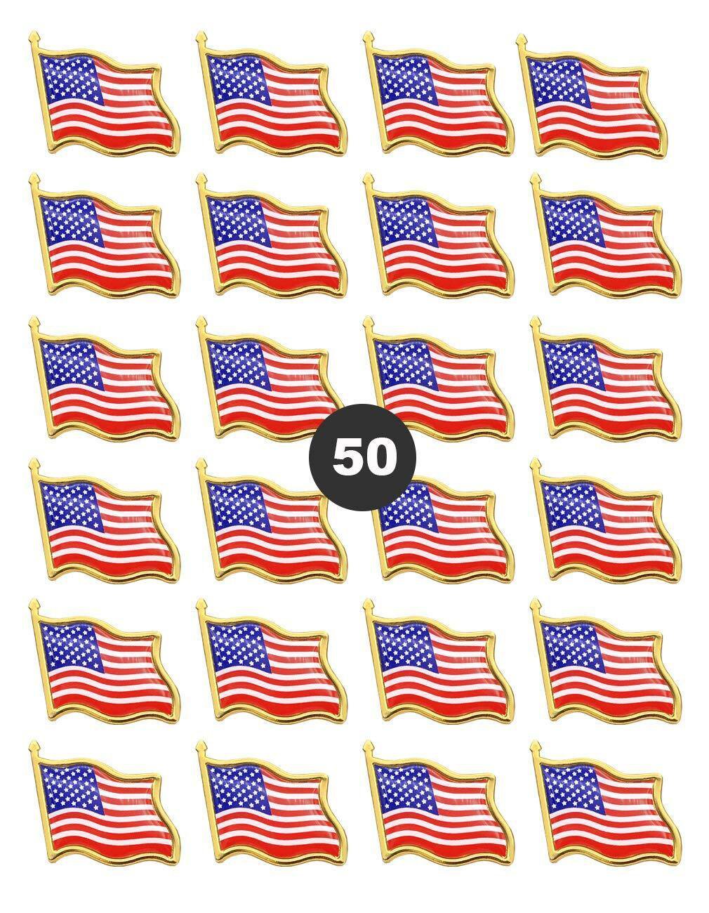 50 PCS American Flag Lapel Pins -50 USA Waving Flag Pins United States ...