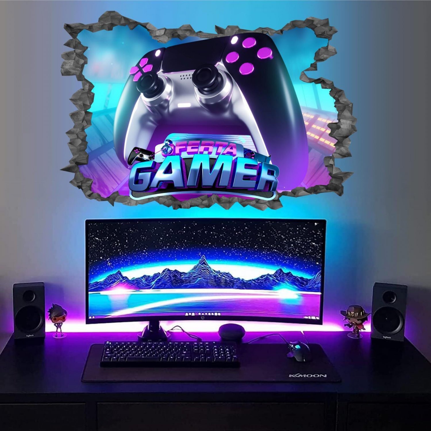 Gamer Wall Stickers Video Game Decals for Boys Bedroom Gaming Room ...