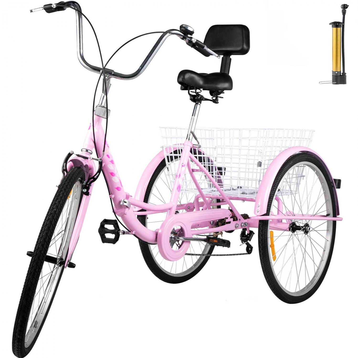 EVOR Foldable Adult Tricycle 24" Wheels, 7-Speed Trike 3 Wheels Trike ...