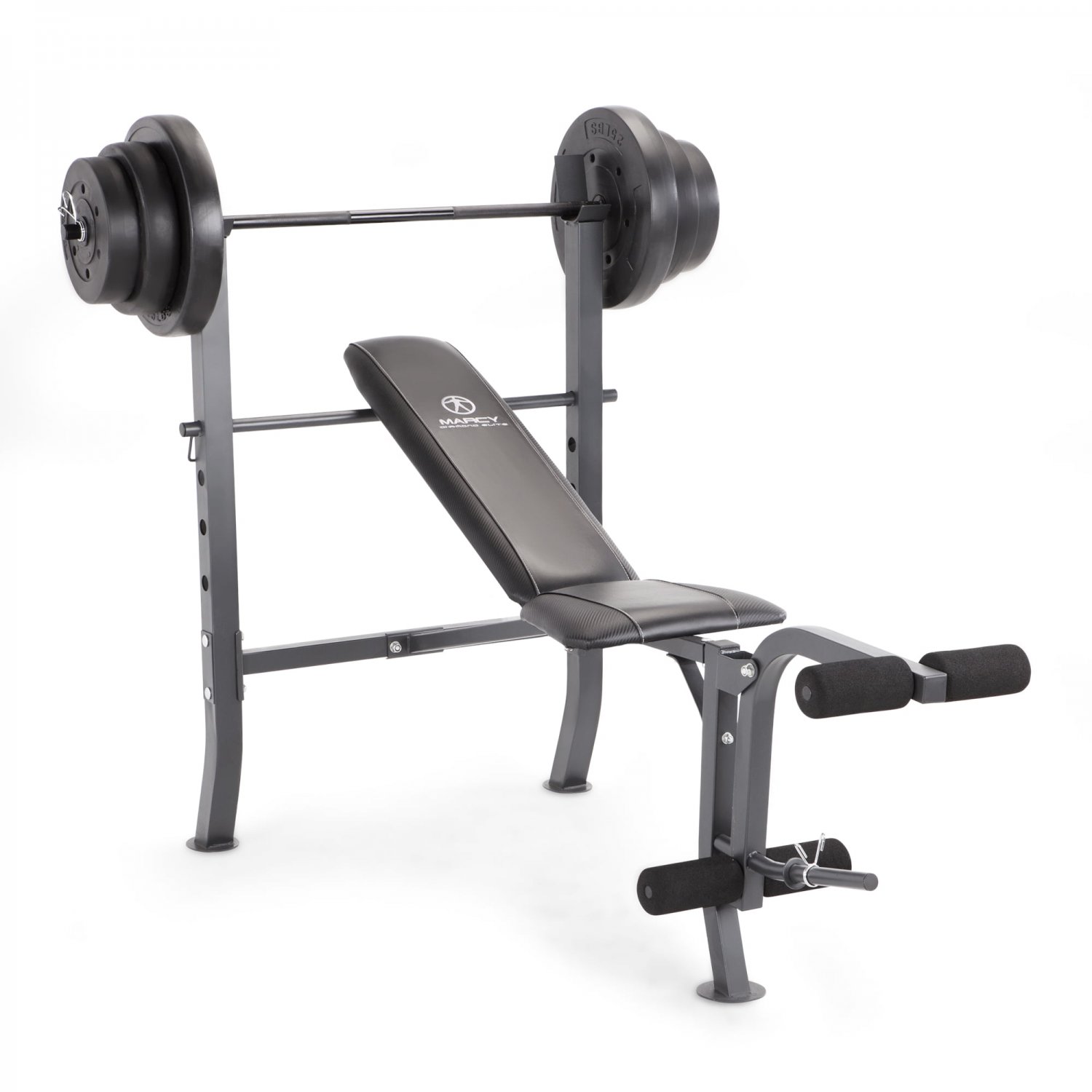 Marcy Pro Marcy Standard Bench with 100 Lb. Weight Set Home Gym Workout ...