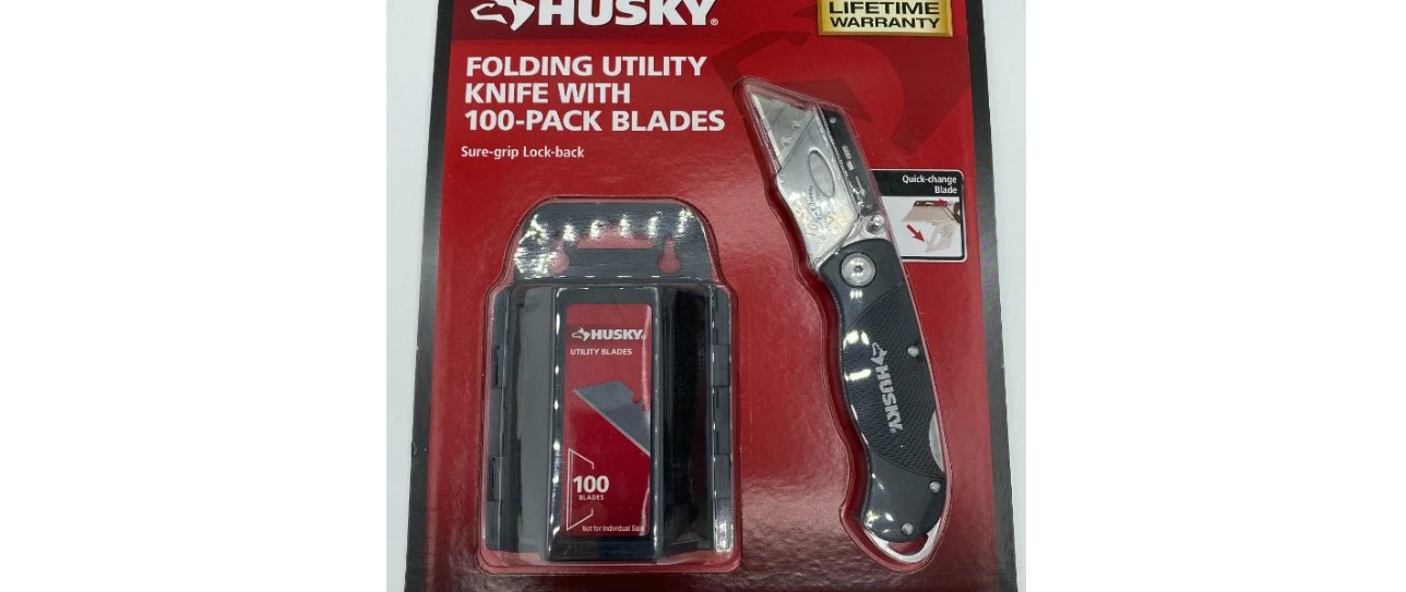 HUSKY Folding Utility Knife + 100 Blades