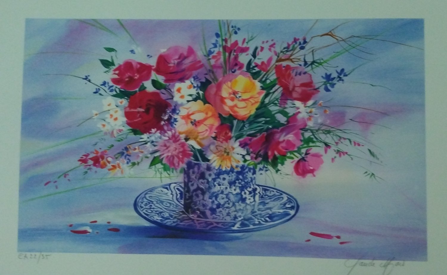 Claude MARS Flower Bouquet Still Life Signed & Numbered Lithograph Art