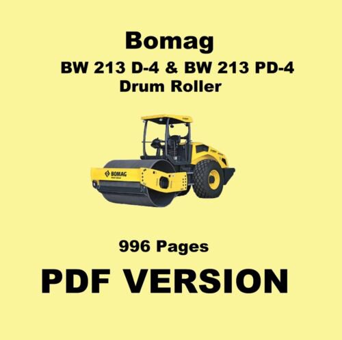 Bomag BW 213 D-4 + BW 213 PD-4 Drum Roller Workshop Service Repair Manual - PDF