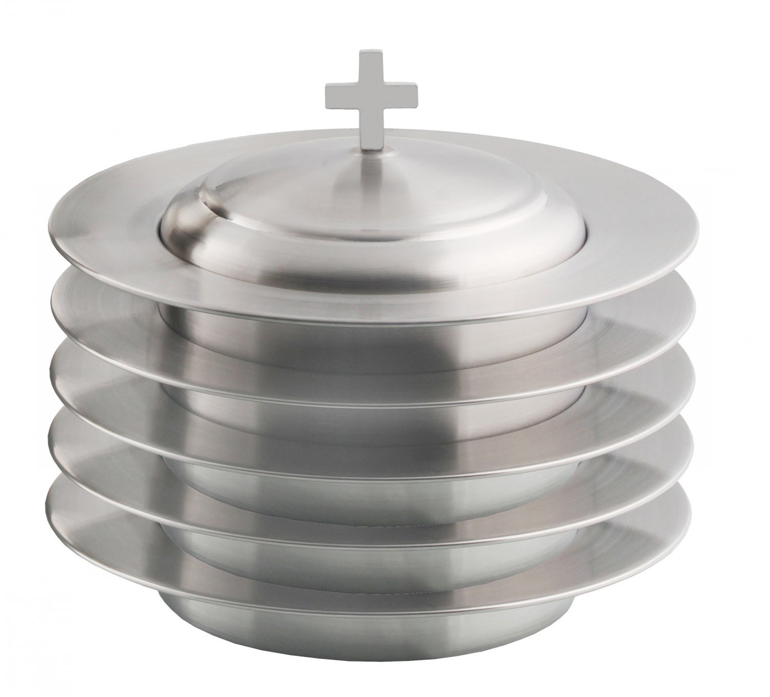 Communion Ware Holy 5 Stacking Bread Plate With A Lid - Stainless Steel ...