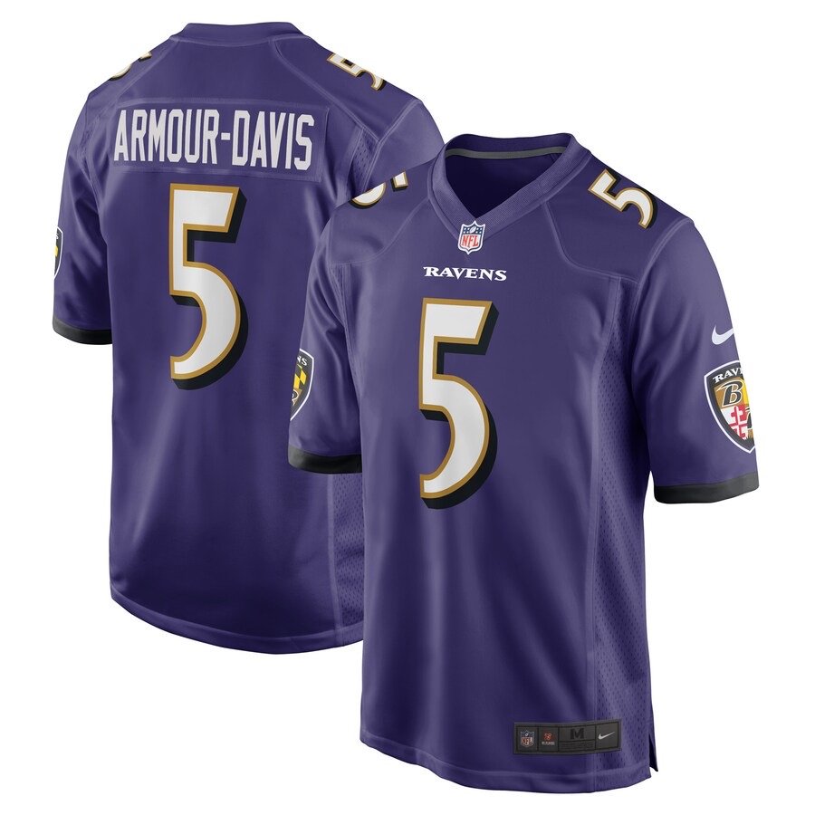 Men's Baltimore Ravens Jalyn Armour-Davis Purple Game Player Jersey