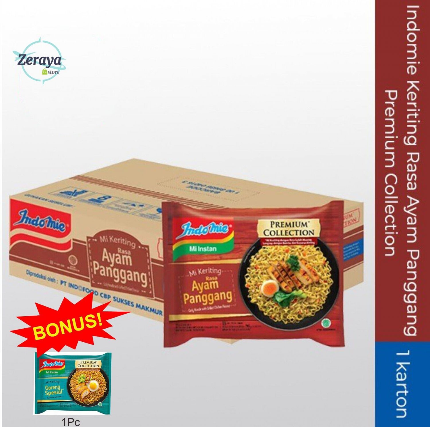 INDOMIE Mie Instan Premium Curly Fried Noodle Grilled Chicken Flavor 20x90g