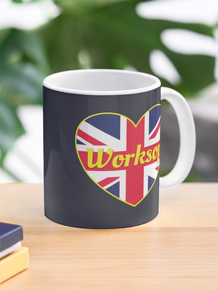 Worksop England Uk British Union Flag Heart On Navy Coffee Mug