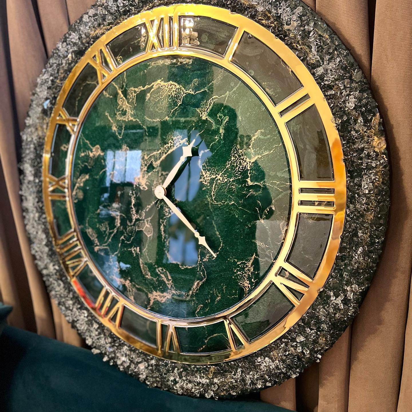 Emerald Green with Gold Marble effect- Acrylic Dial 36 inches Wall Clock