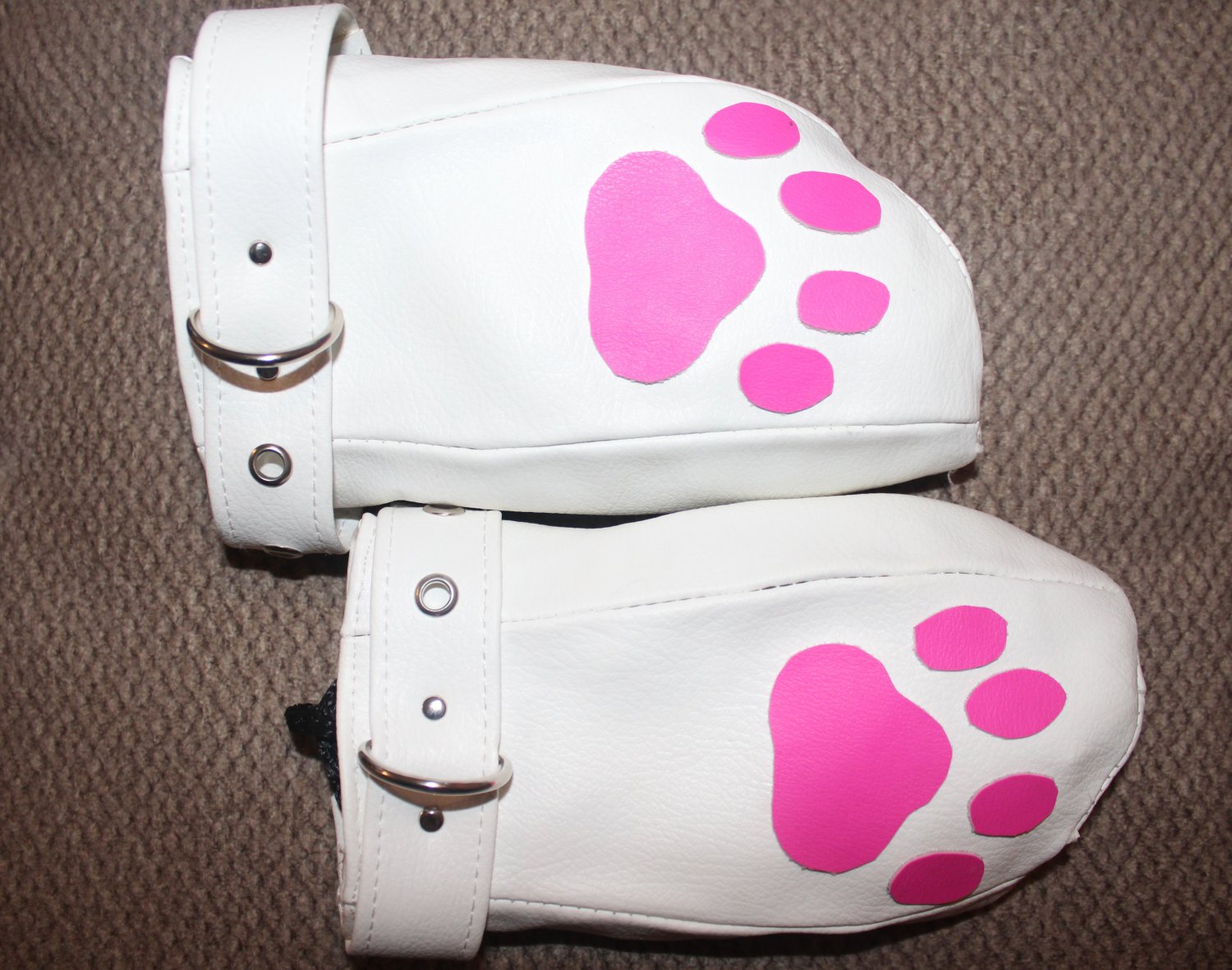 LEATHER BDSM BONDAGE Fist Gloves/Mittens Fist Cat Kitten Paws Restraint ...