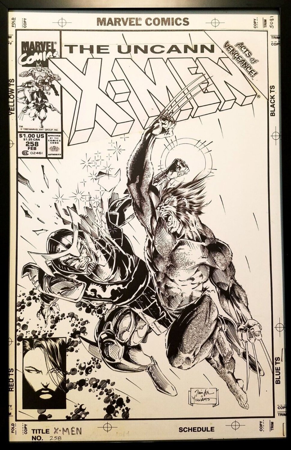 X-Men #258 Wolverine by Jim Lee 11x17 FRAMED Original Art Poster Marvel ...